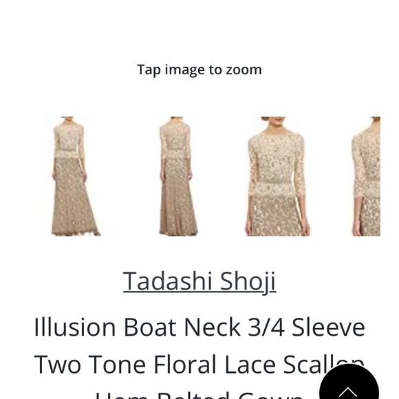 Tadashi Shoji | Dresses | 2 Tone Floral Lace Scallop Hem Belted Gown ...